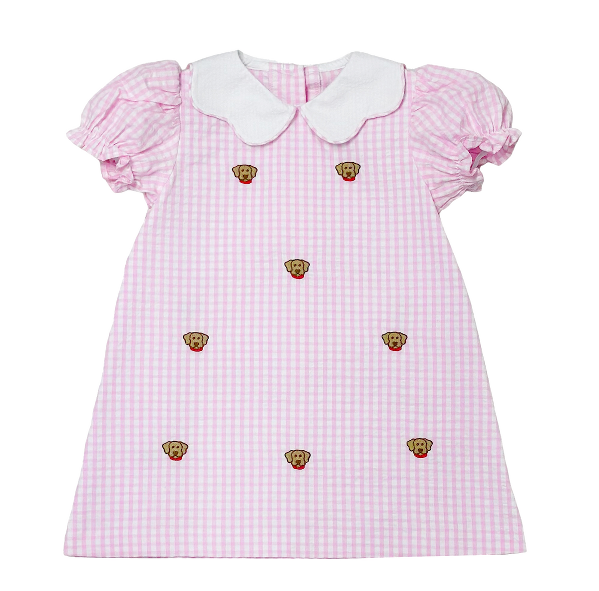 🐕 LABRADOR BRYAR DRESS , PINK CHECK SEERSUCKER – Lullaby Baby And Child